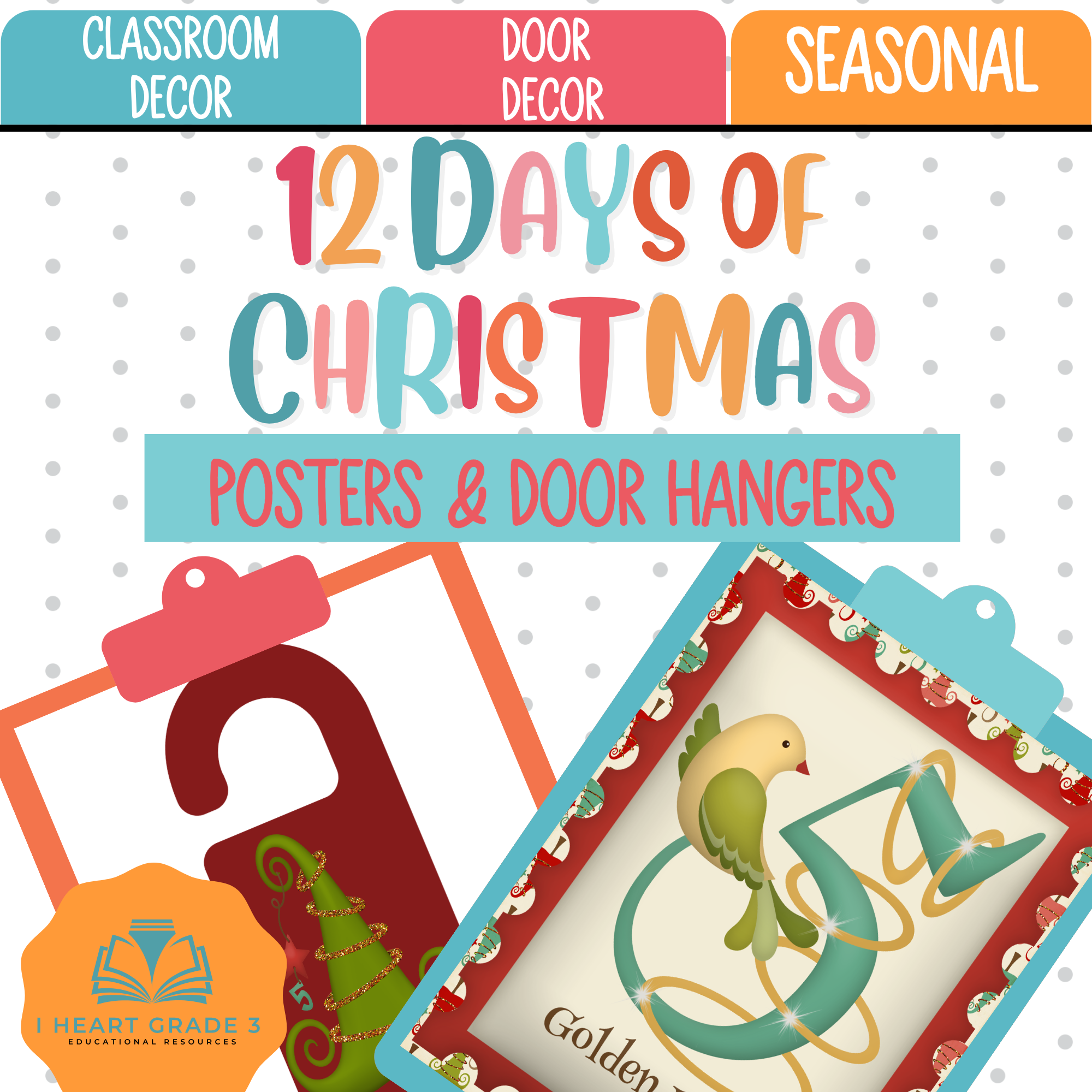 12 Days of Christmas Door Hangers and Coordinating Posters ...