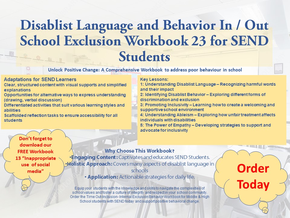 In / Out School Suspension Workbook 23.Disablist Language & Behavior ...