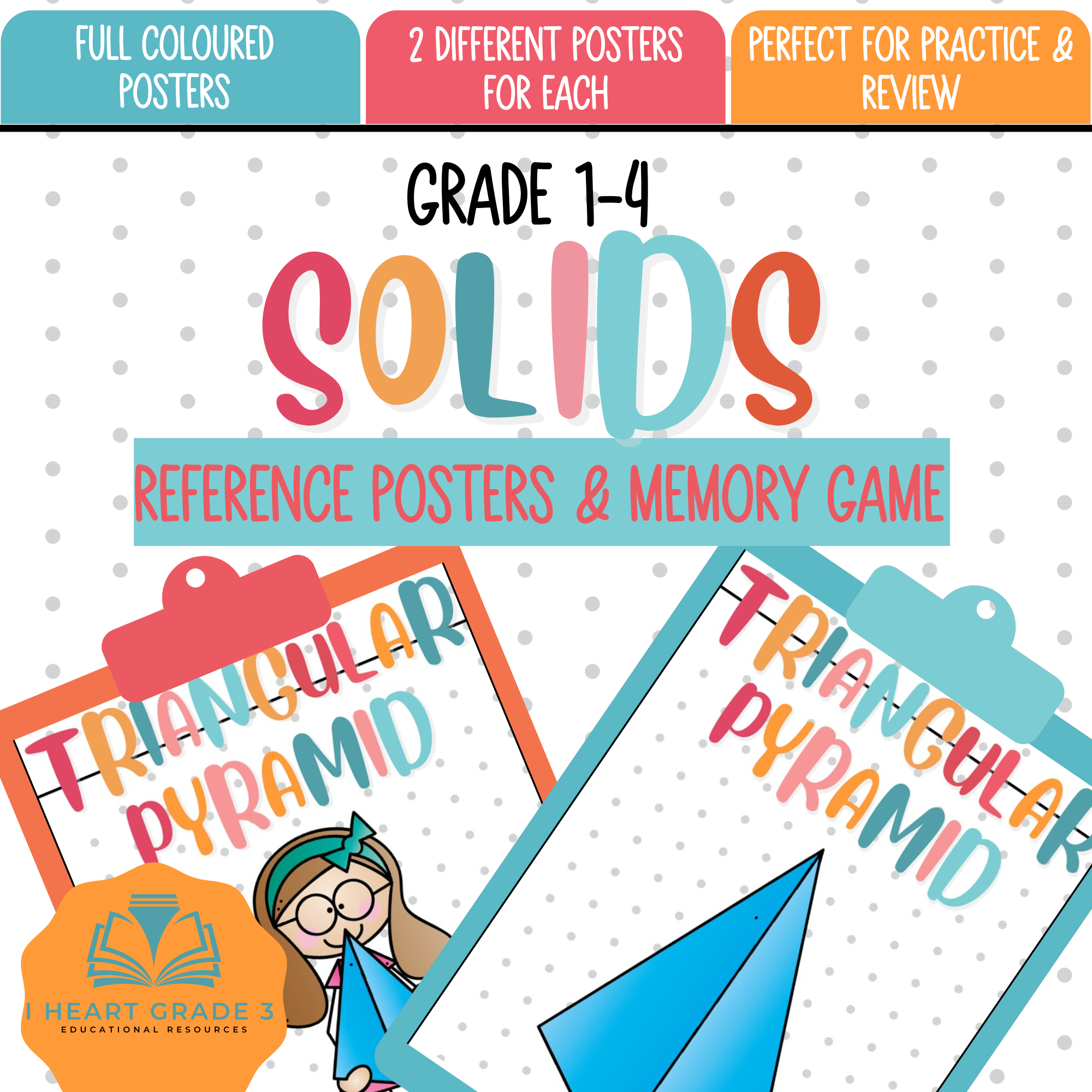 Solids Reference Posters and Memory Game - TeachersTrading.com