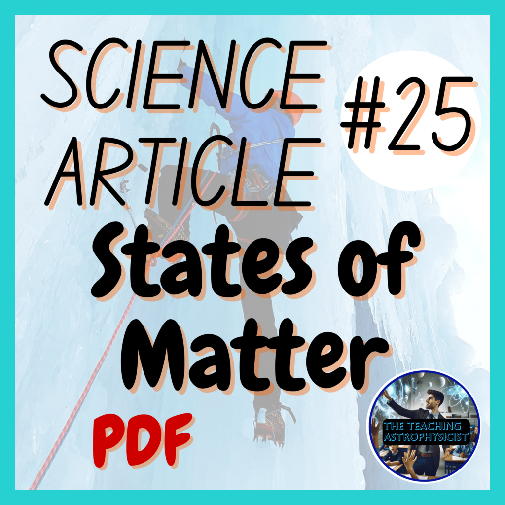 States of Matter Science Article #25 | Chemistry Reading / Literacy ...