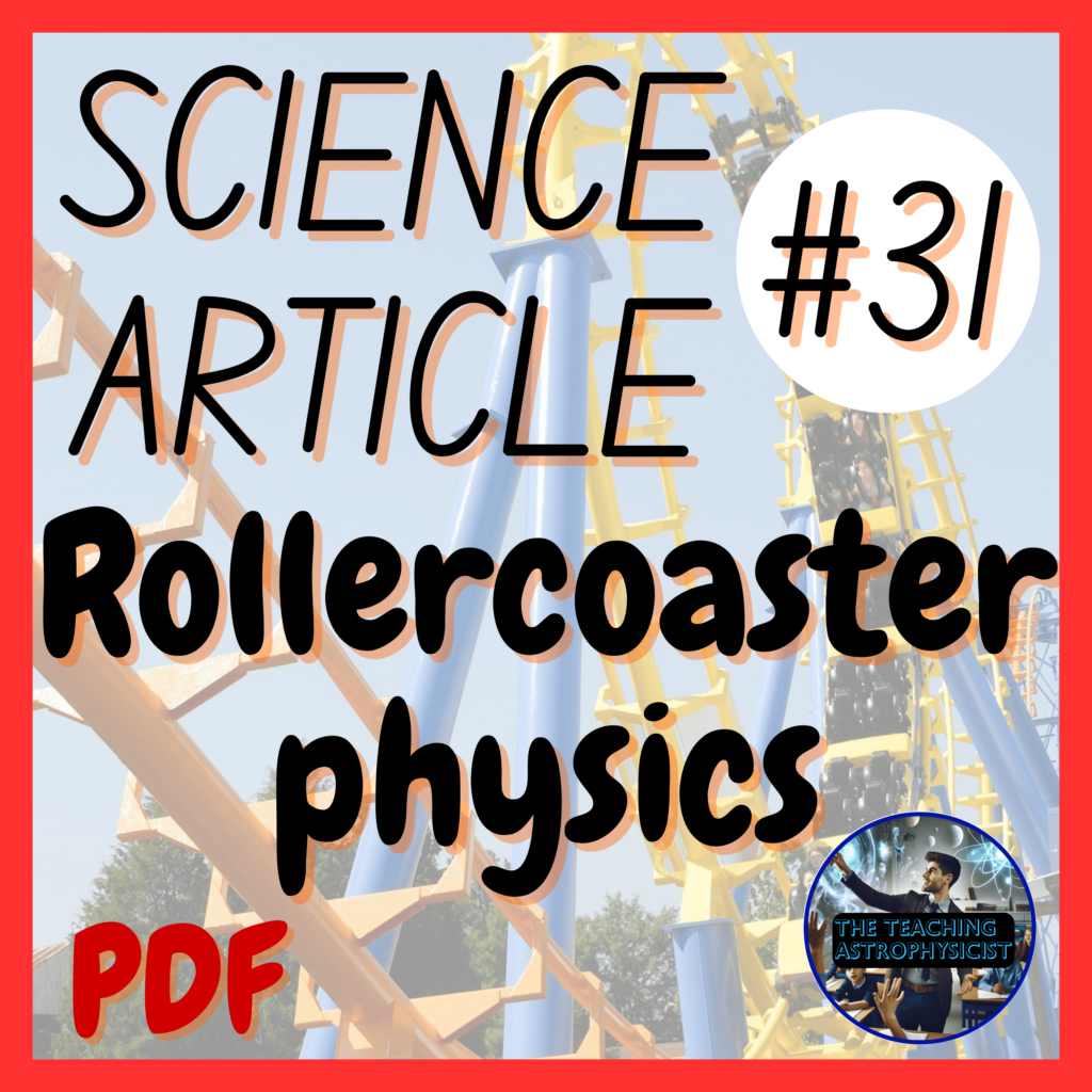 Rollercoaster Physics Science Article #31 | Physics Reading / Literacy ...