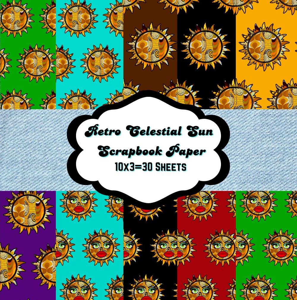 Retro Celestial Sun Scrapbook Paper: Retro Sun Scrapbook Paper for Junk ...
