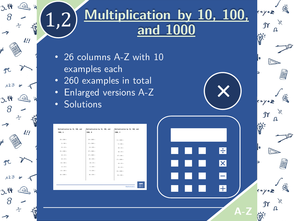 Multiplication by 10, 100, and 1000 | math | 26 columns ...