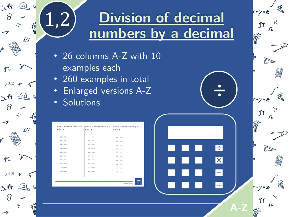 Division of decimal numbers by a decimal | math | 26 columns ...