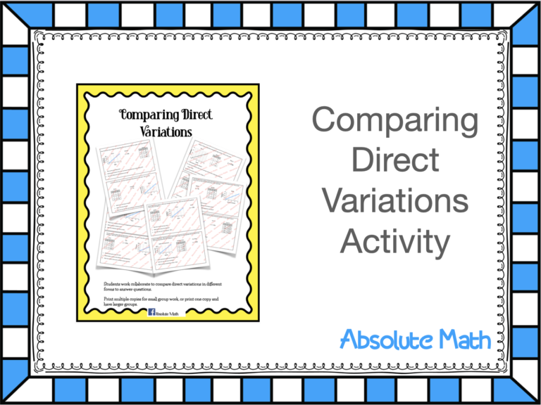 Comparing Direct Variations Activity - TeachersTrading.com