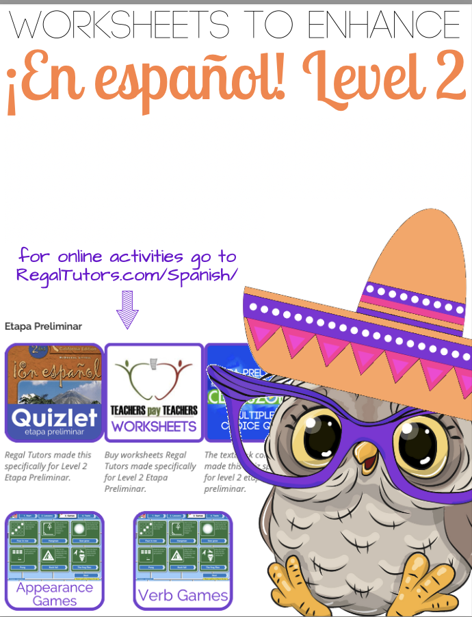 Spanish Worksheets for ¡En español! Level 2 - TeachersTrading.com