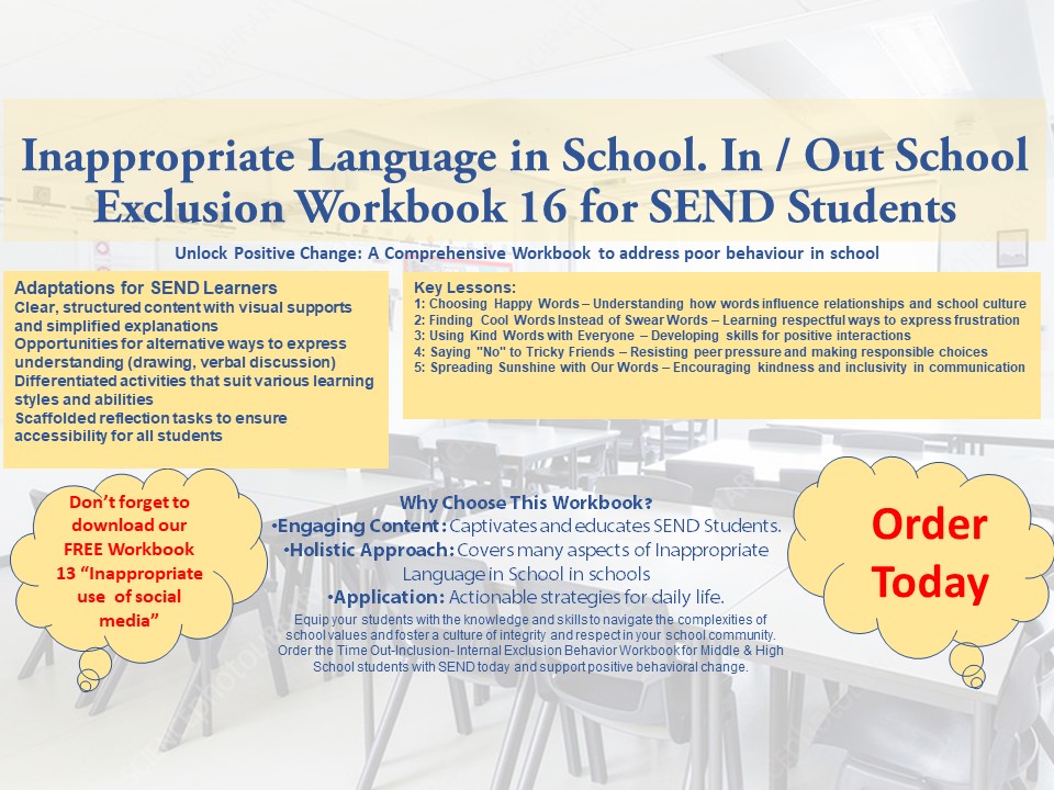 In / Out School Suspension Workbook 16. Inappropriate Language in ...