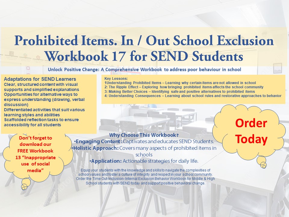 In / Out School Suspension Workbook 17. Prohibited Items. (Middle ...