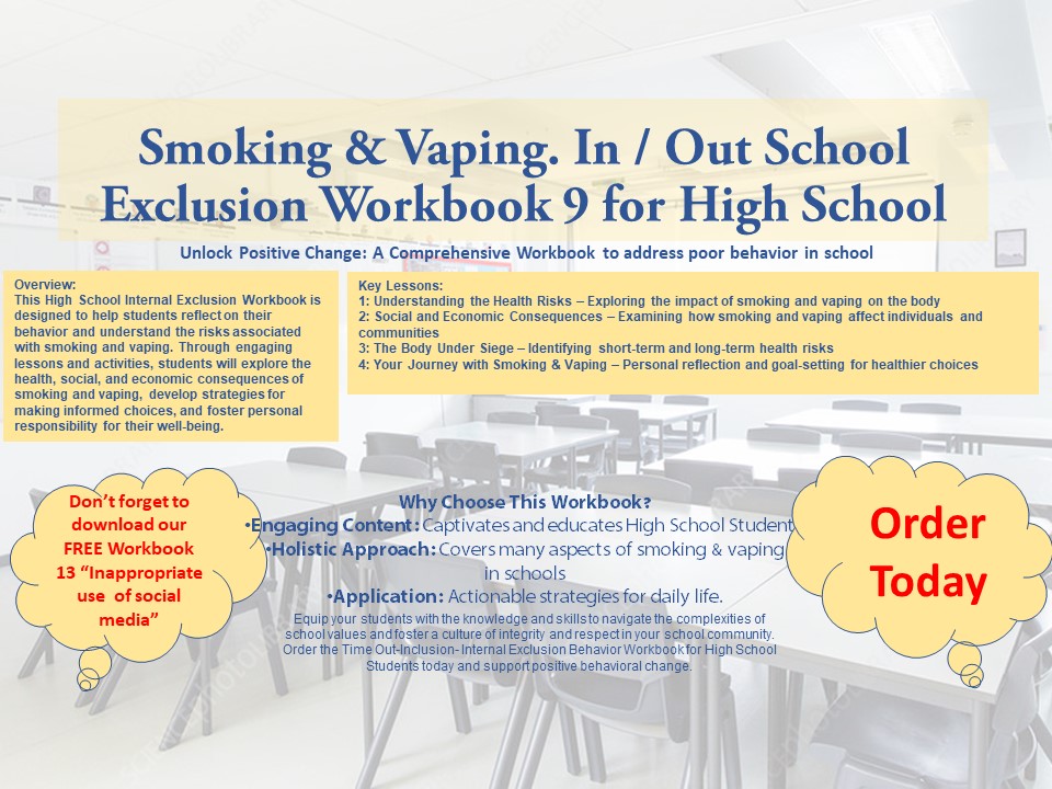 In / Out School Suspension Workbook 9. Smoking & Vaping. (High School ...