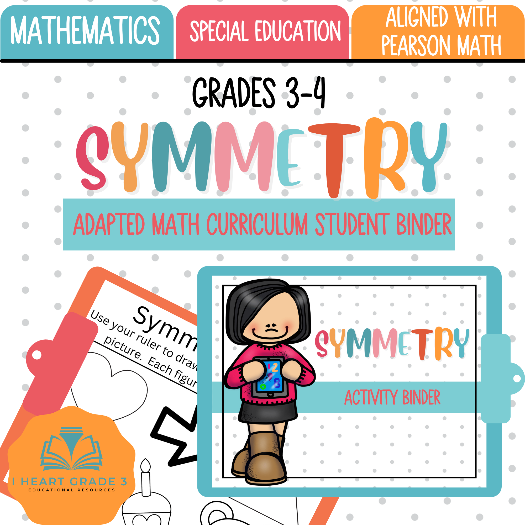 Adapted Math Binder - Symmetry - TeachersTrading.com