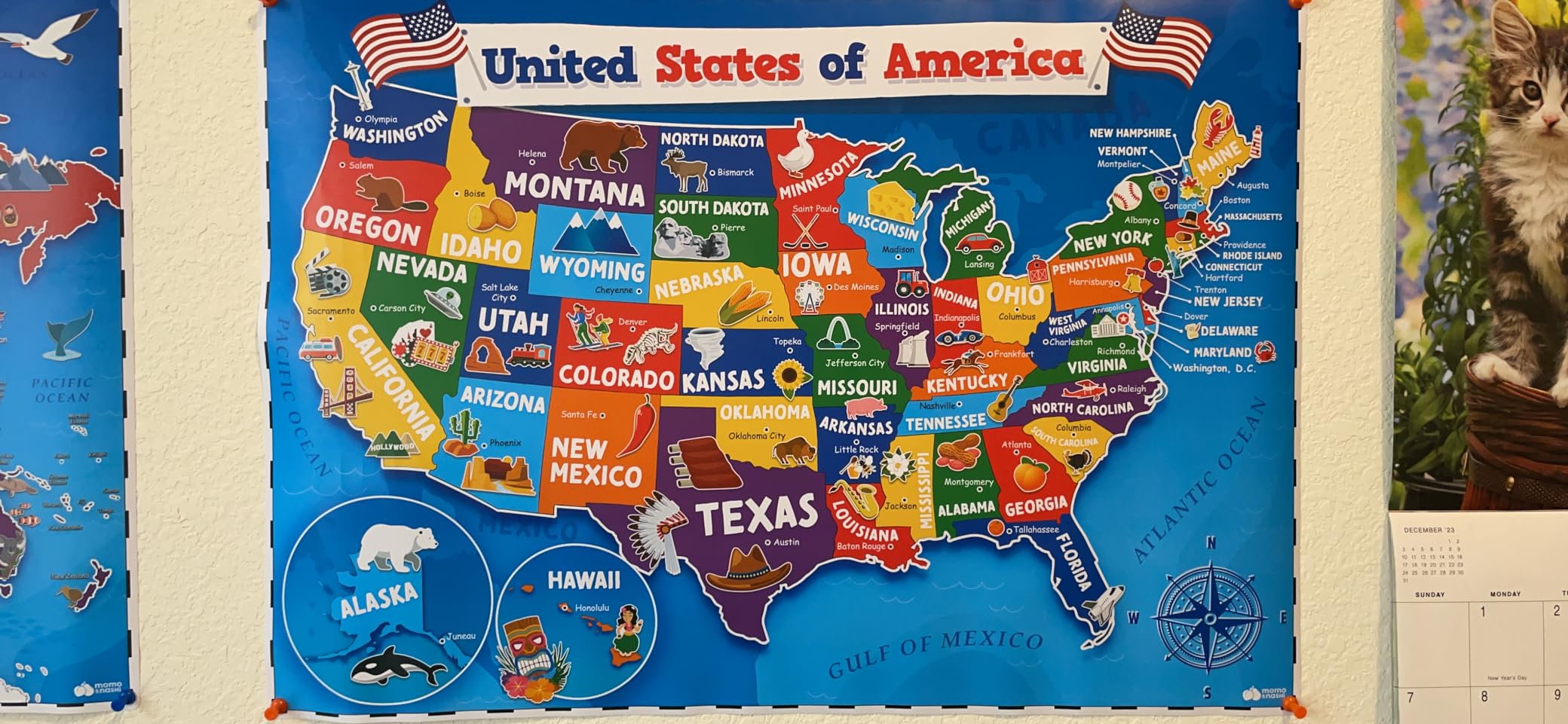 United States Map Poster New Orleans Louisiana Vibrant Map