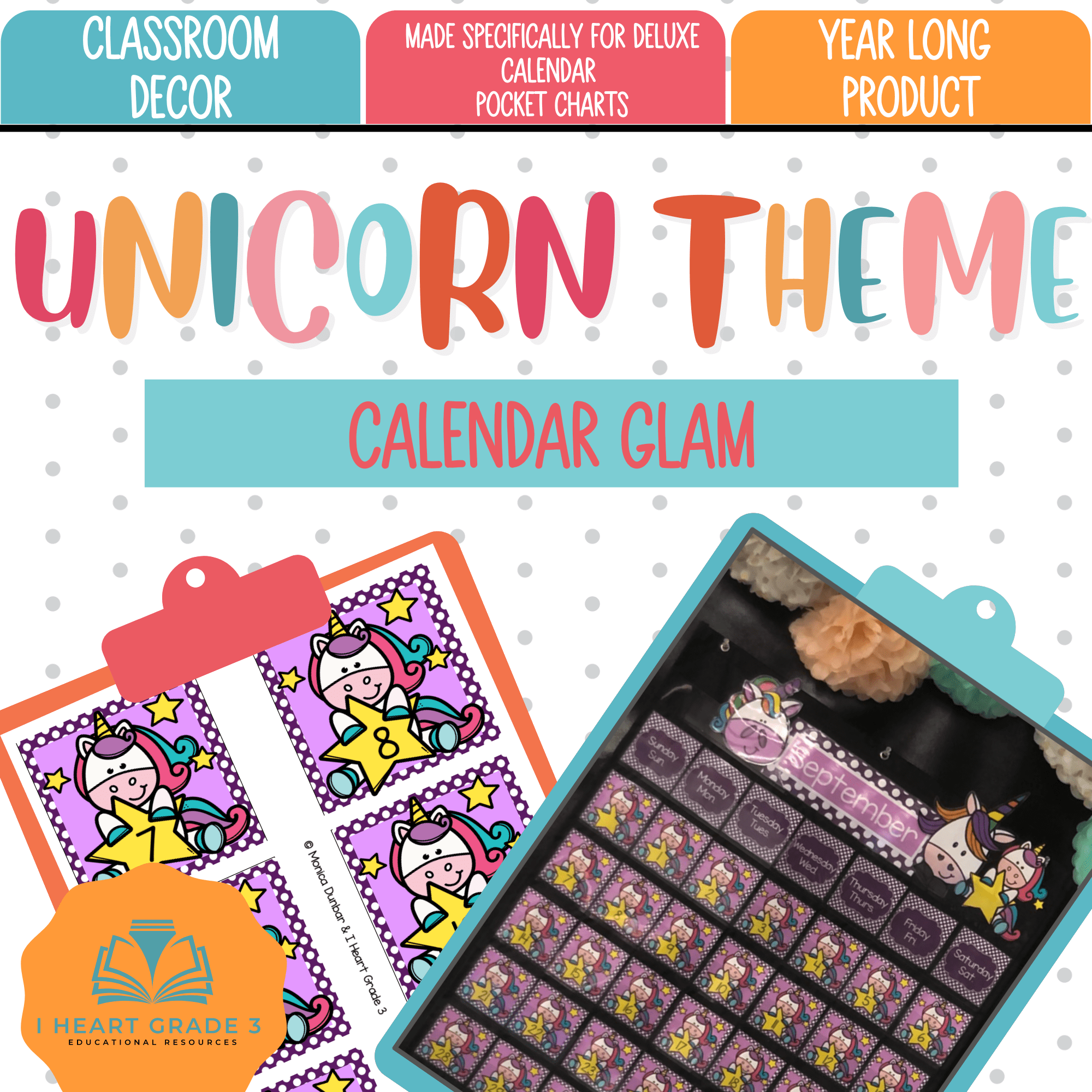 Calendar Glam: Unicorn Theme - TeachersTrading.com