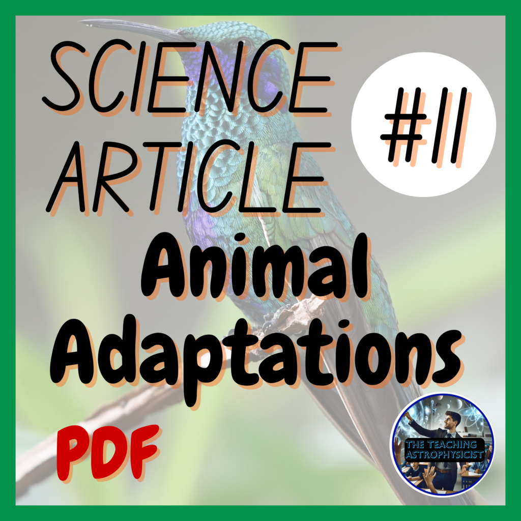 Animal Adaptations Science Article #11 | Biology Reading / Literacy ...